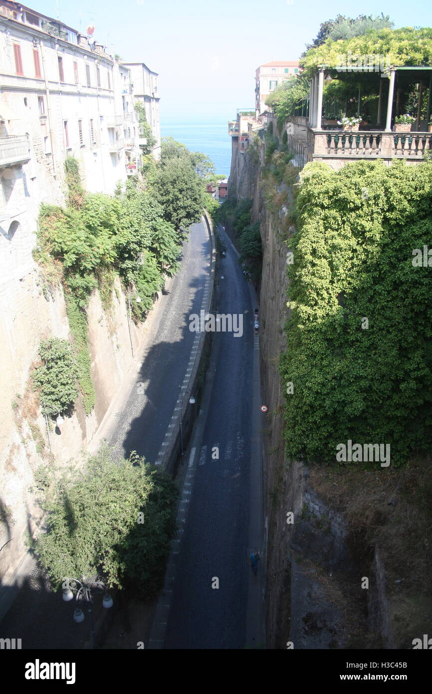 A high view of a narrow road in Sorrento, Italy Stock Photo - Alamy