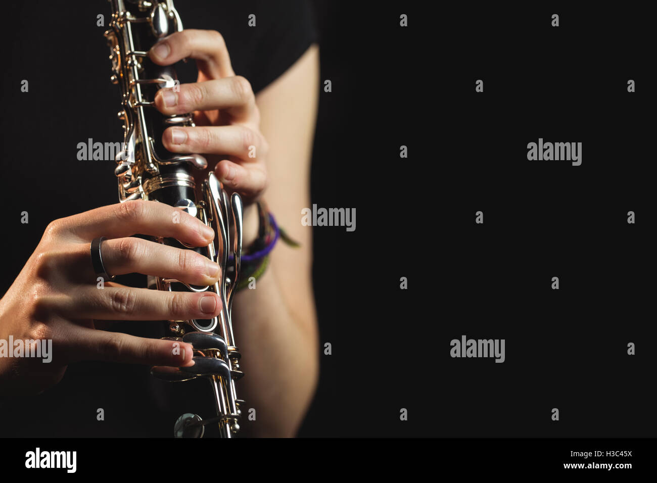 Adult Woman Female Musician Playing Clarinet High Resolution Stock ...