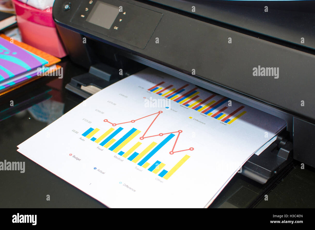 print a document.On the table in office Stock Photo - Alamy