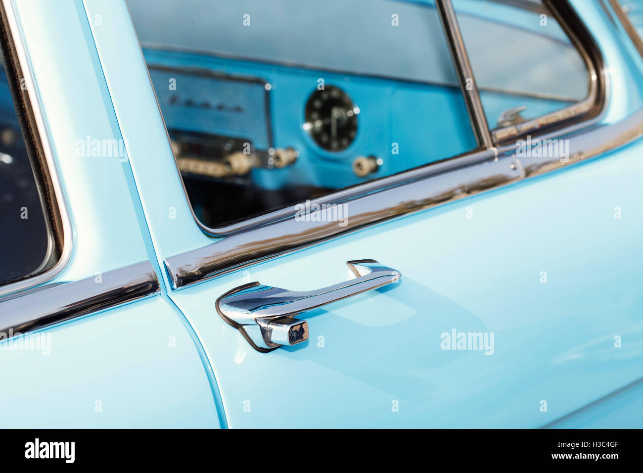 Beautiful vintage retro car , details of the exterior and interior ...