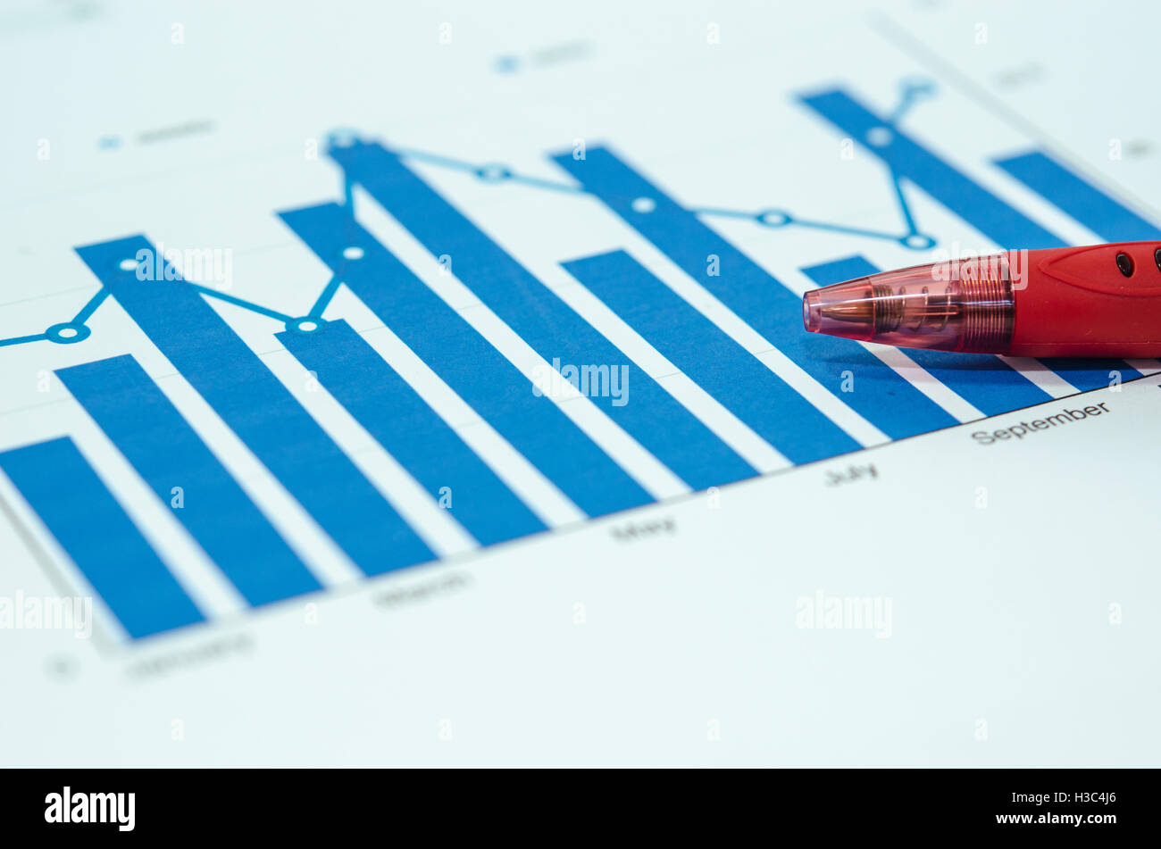 Financial graphs analysis and pen Stock Photo - Alamy
