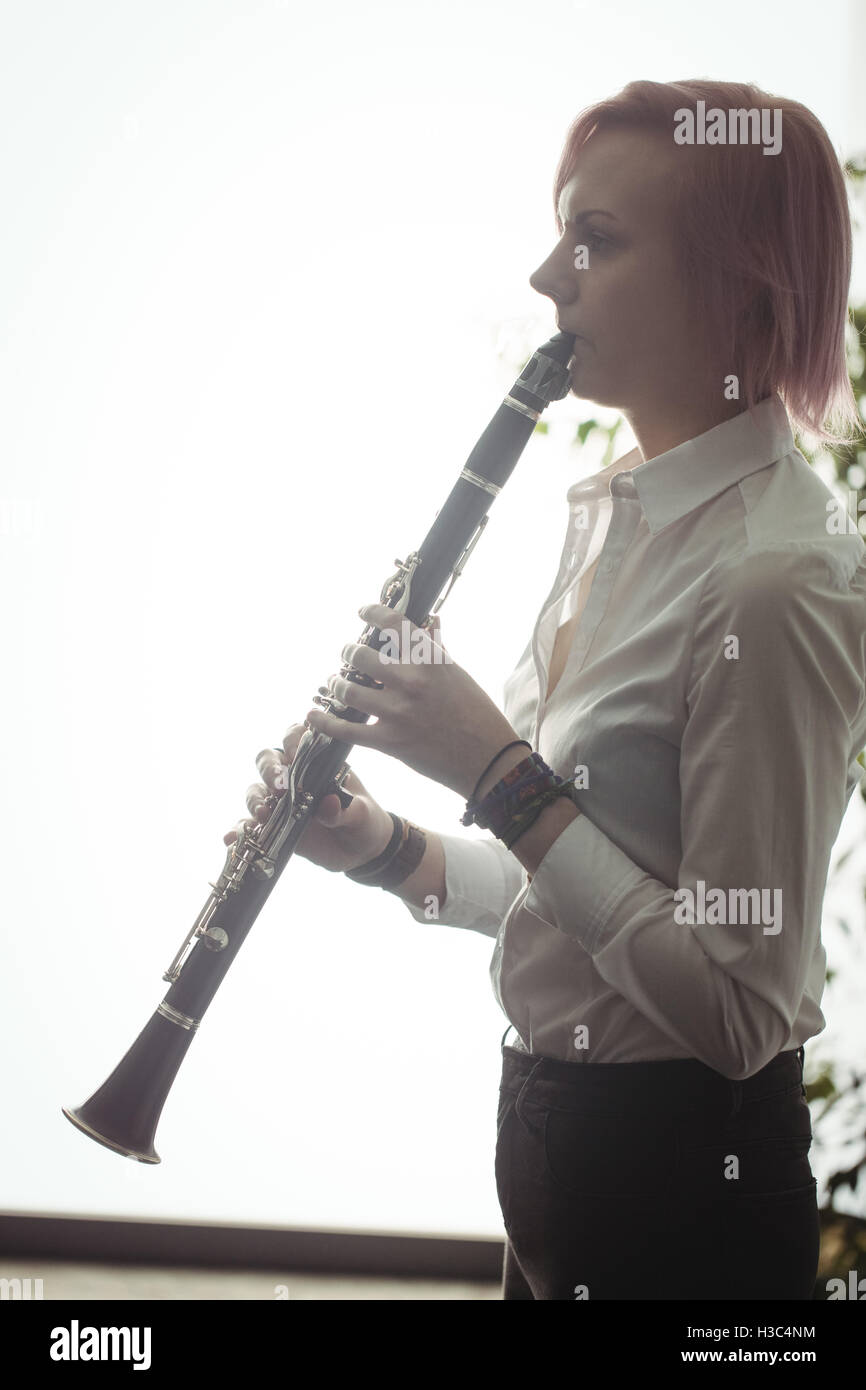 Woman playing a clarinet in music school Stock Photo - Alamy