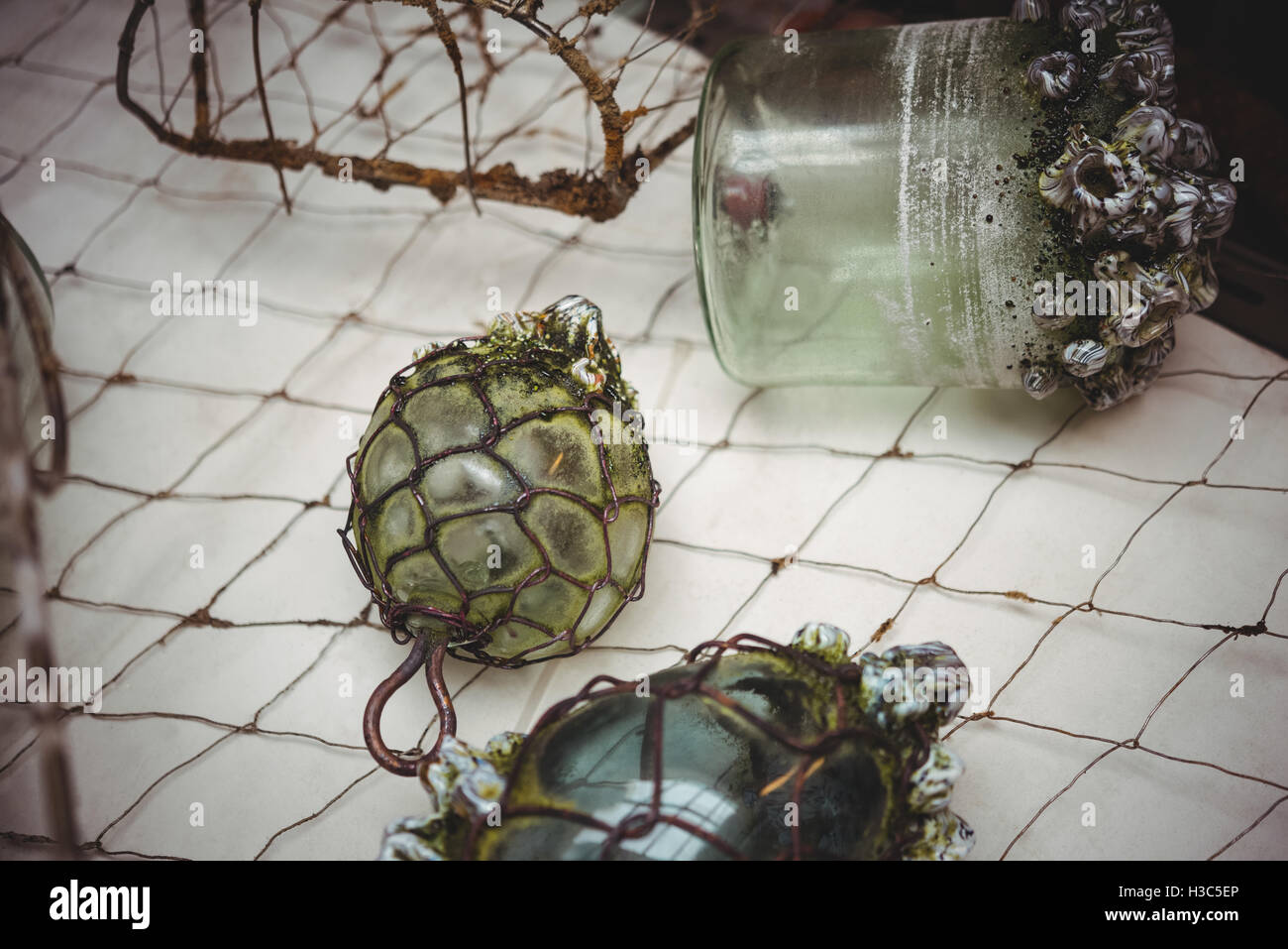 Handmade blown glassware on display Stock Photo - Alamy