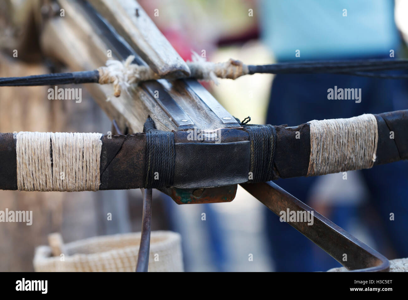 Crossbow ancient wooden close-up, medieval, ancient firearms Stock ...