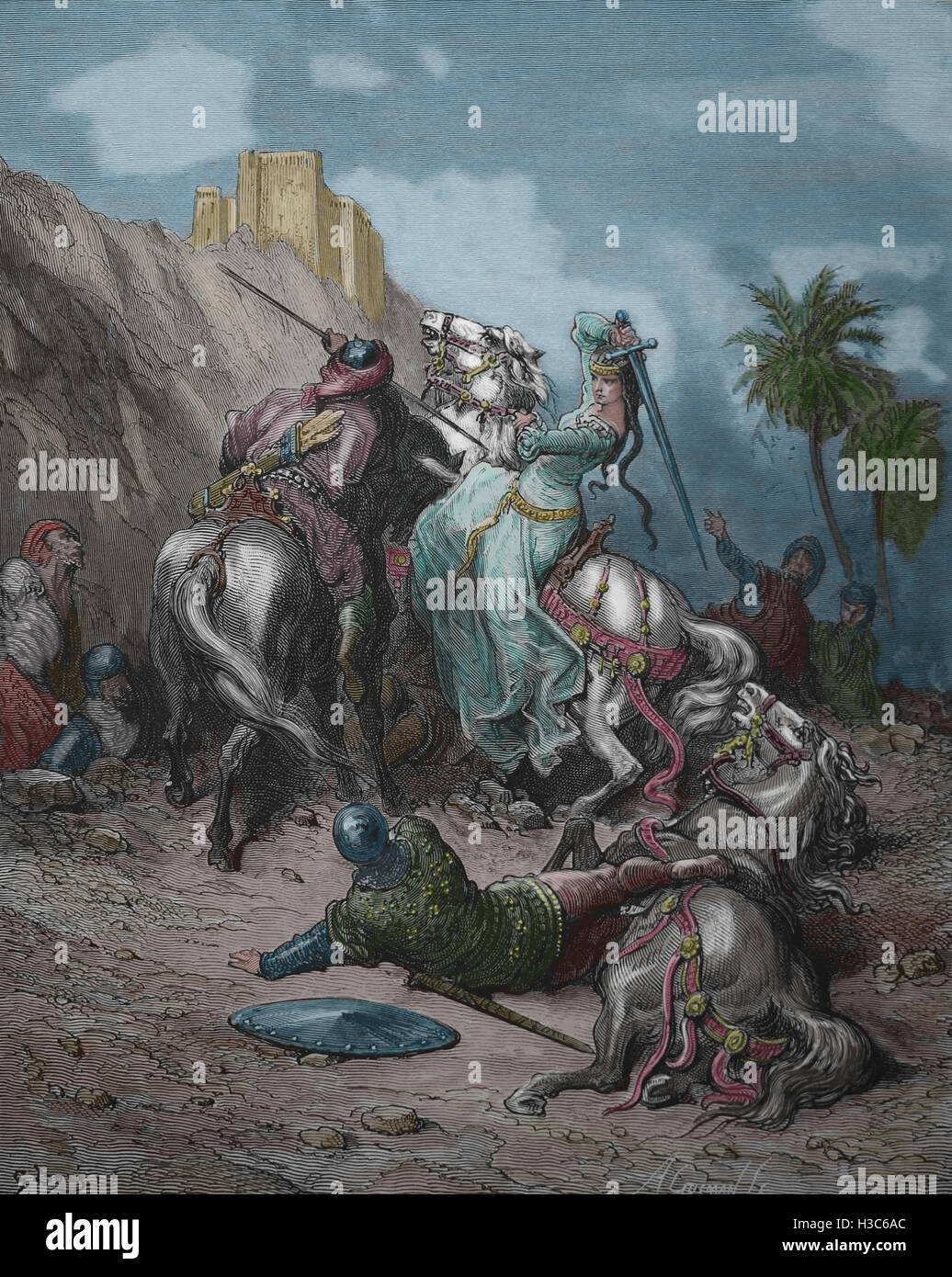 Crusades. Florine, the duke of Burgundy's daughter. Engraving by ...