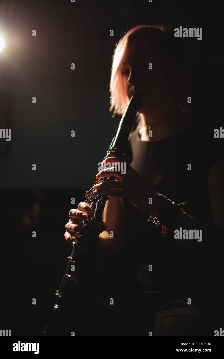 Adult Woman Female Musician Playing Clarinet High Resolution Stock ...