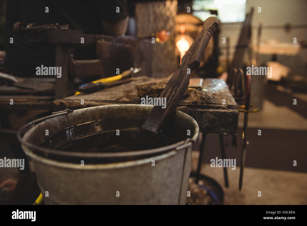 Glassblowing block in glassblowing factory Stock Photo - Alamy