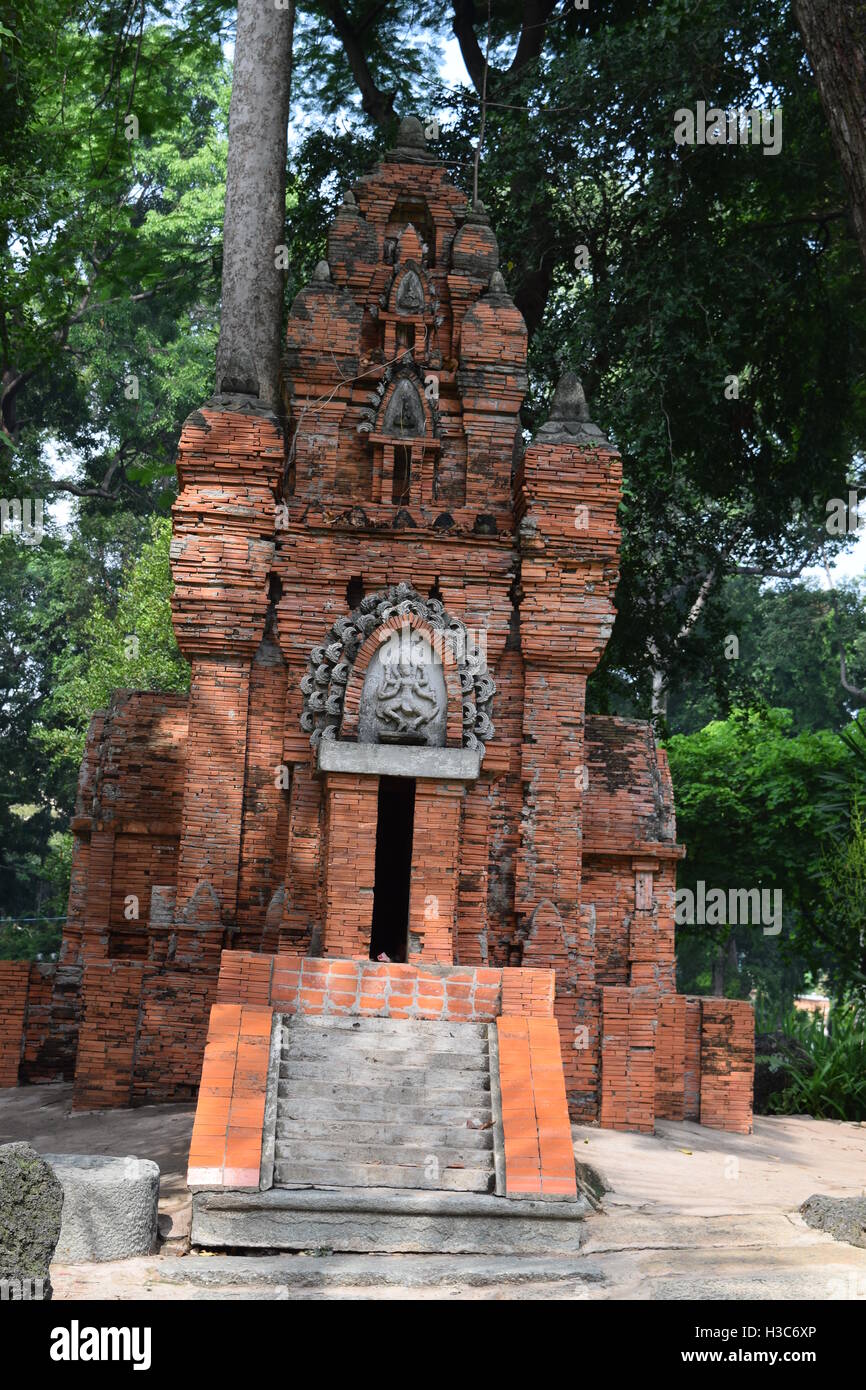 ancient brick Cham tower and pagoda at Tao Dan park, Ho Chi Minh city ...