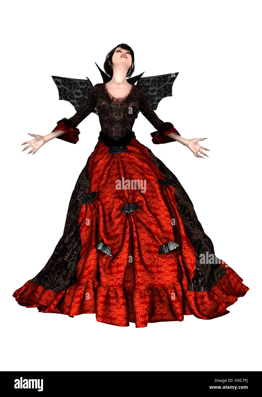 3D rendering of a beautiful witch isolated on white background Stock ...