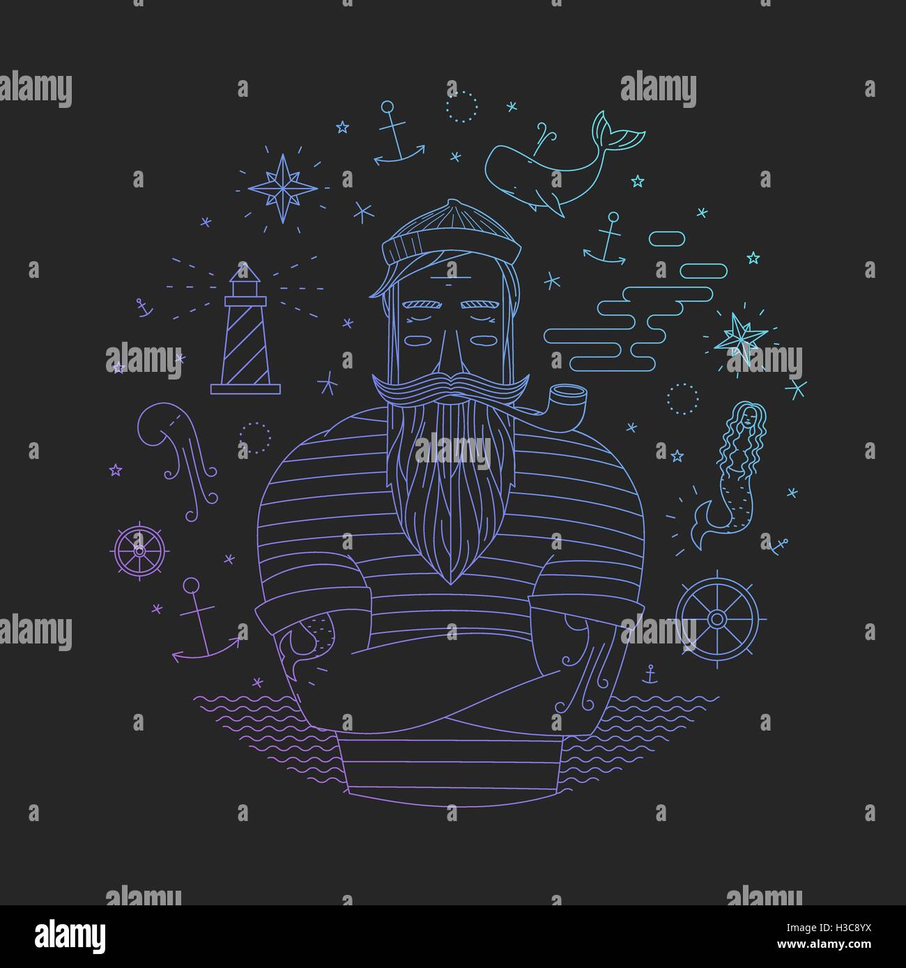 vector print with sailor Stock Vector Image & Art - Alamy