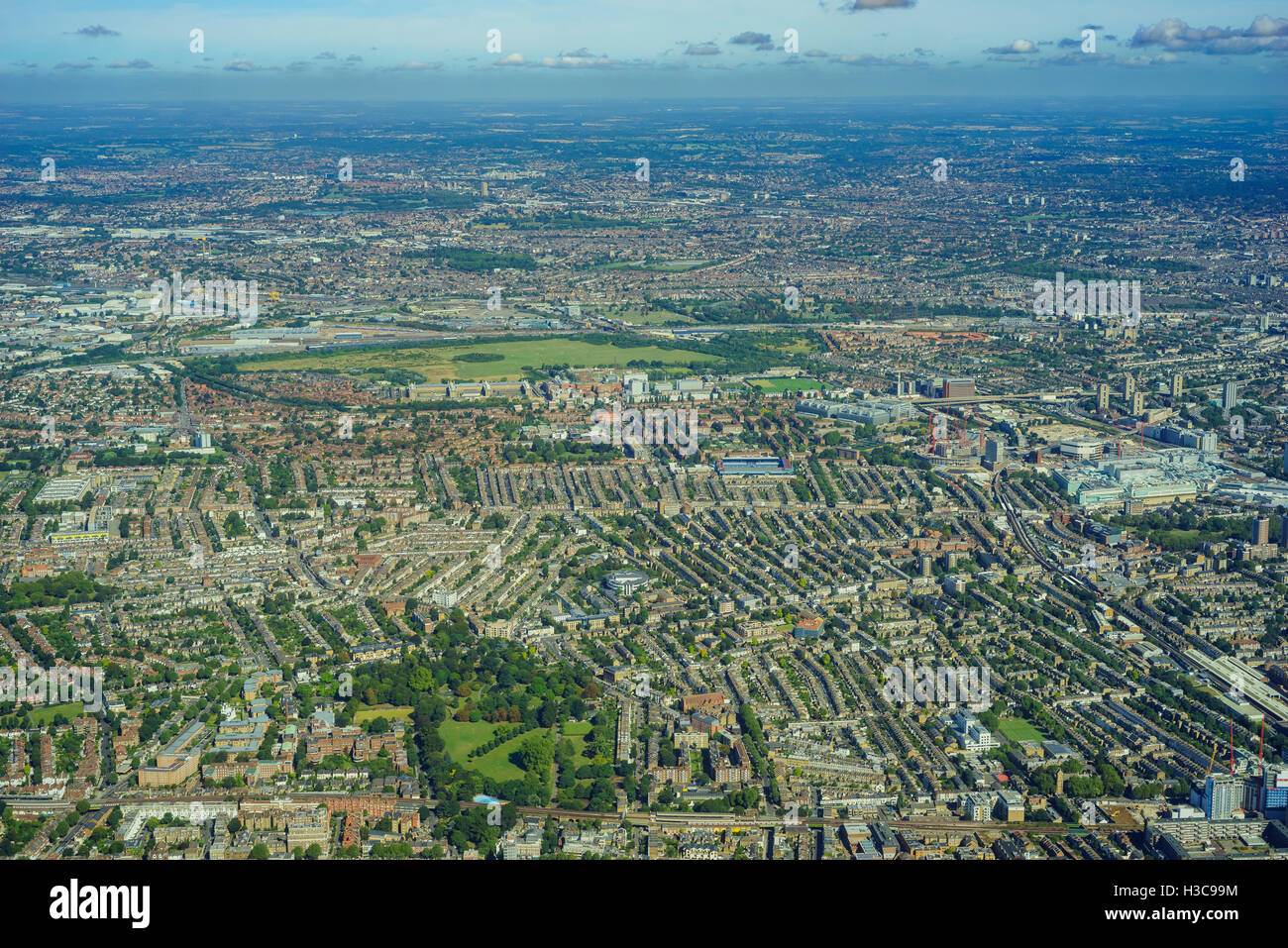 Aerial view of West Acton, East Acton, Emlyn Gardens, Bedford Park ...