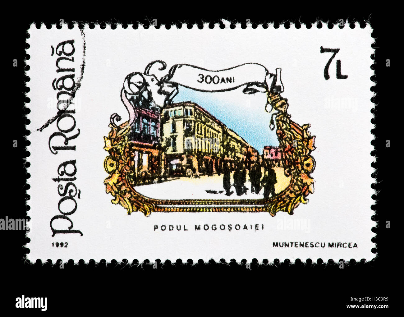 Postage stamp from Romania depicting a building, Galea Victoria Street ...