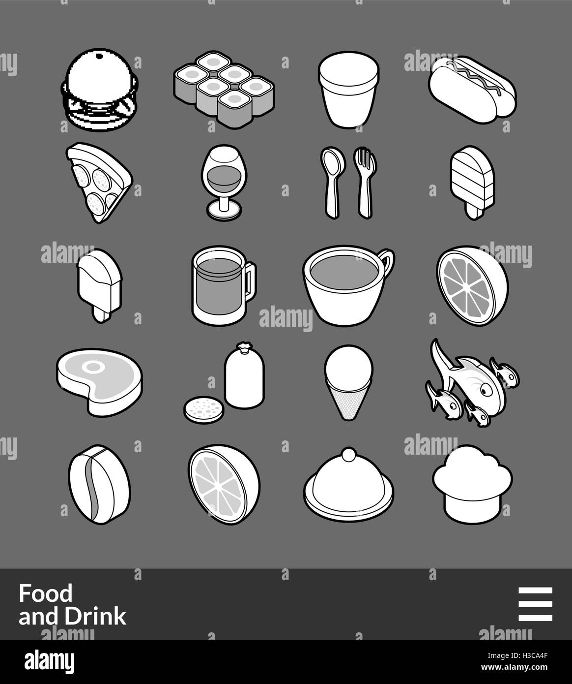 Orange icon outline illustration Black and White Stock Photos & Images ...