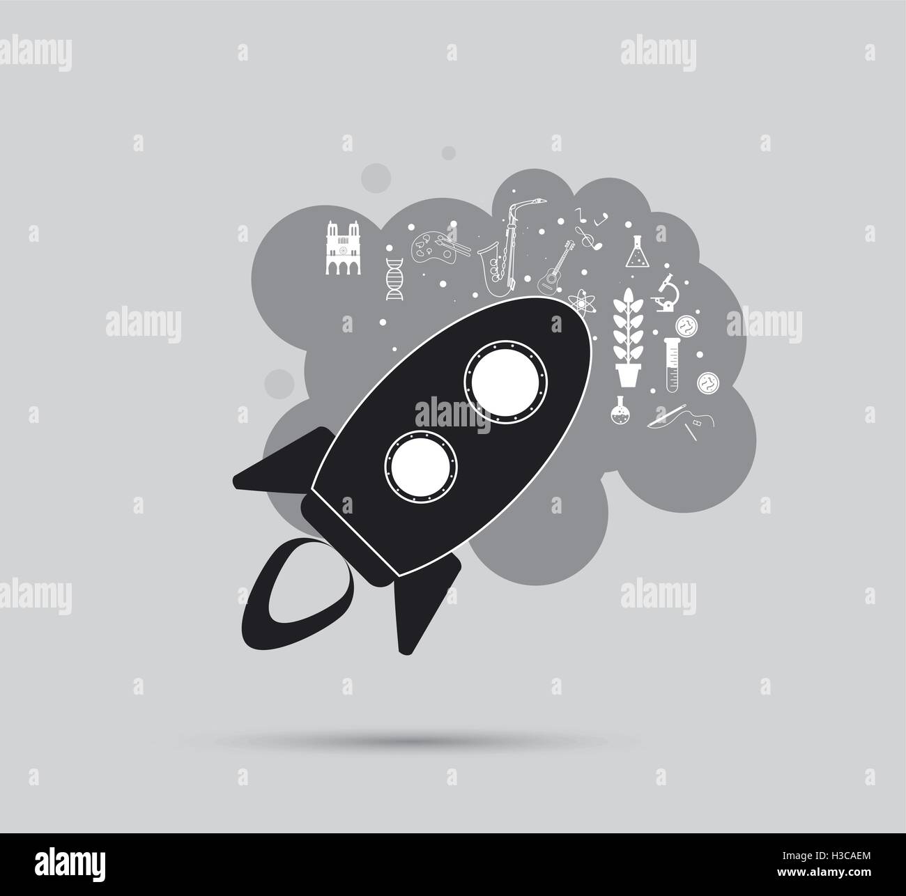 rocket with science related icons image Stock Vector Image & Art - Alamy