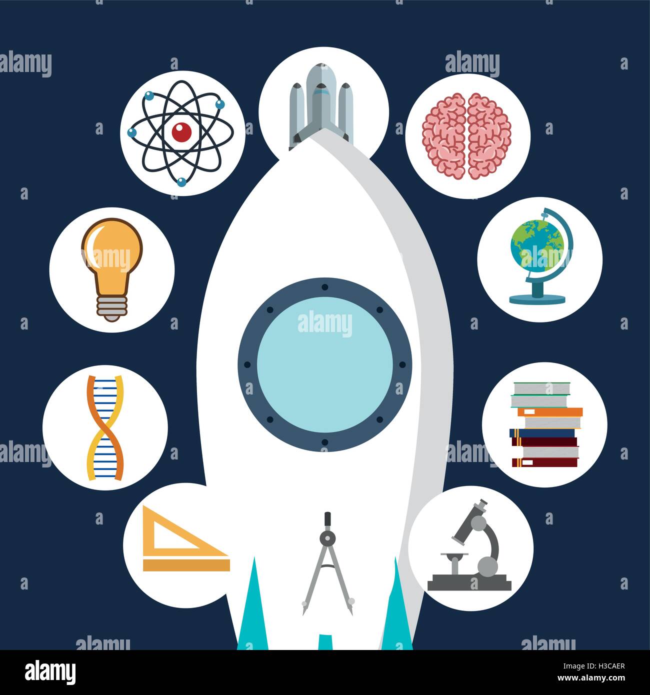 rocket with science related icons image Stock Vector Image & Art - Alamy
