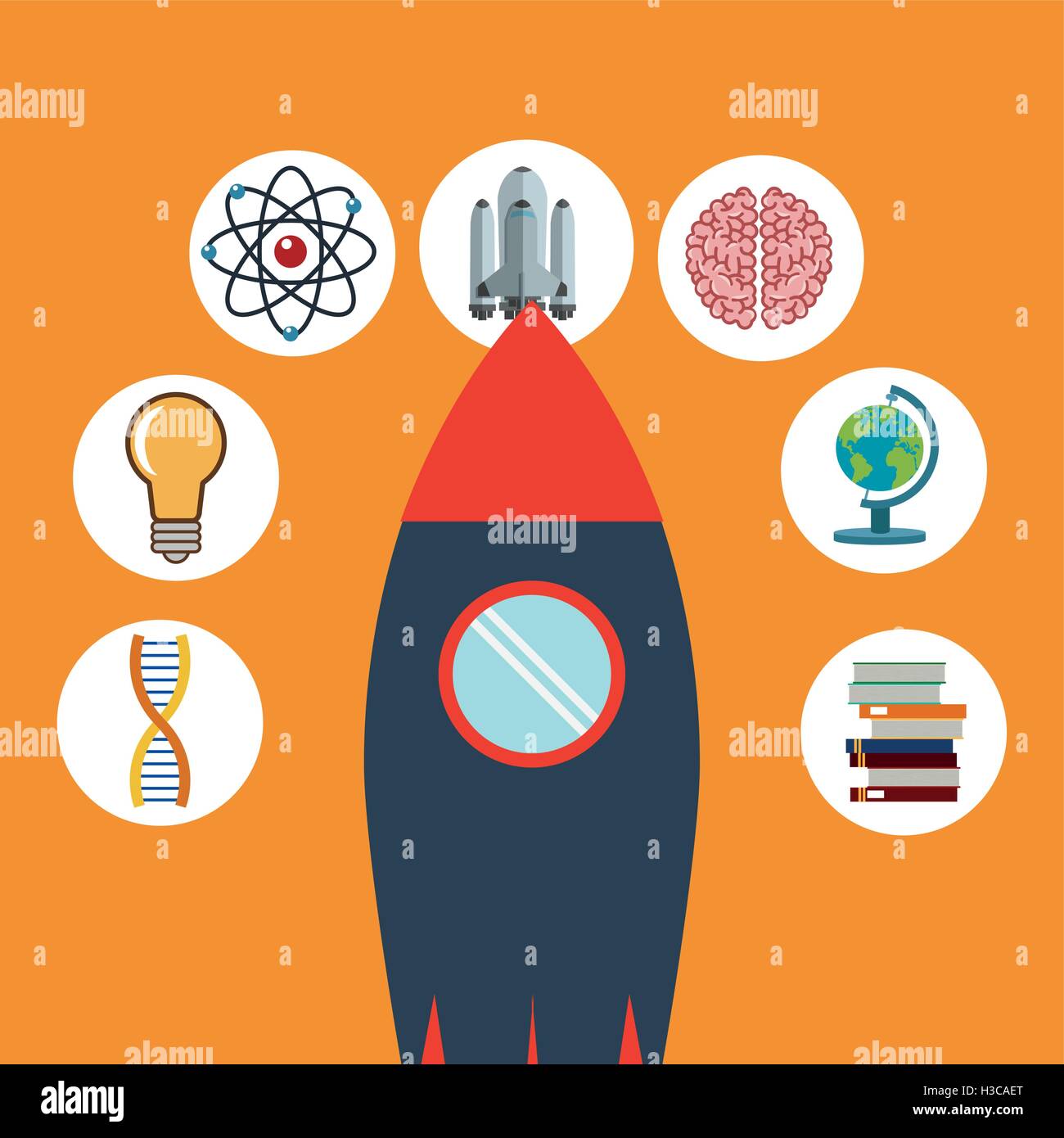 rocket with science related icons image Stock Vector Image & Art - Alamy