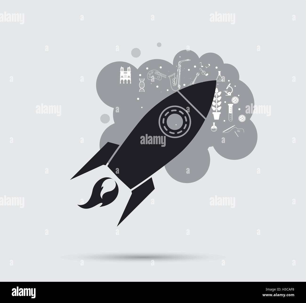 rocket with science related icons image Stock Vector Image & Art - Alamy