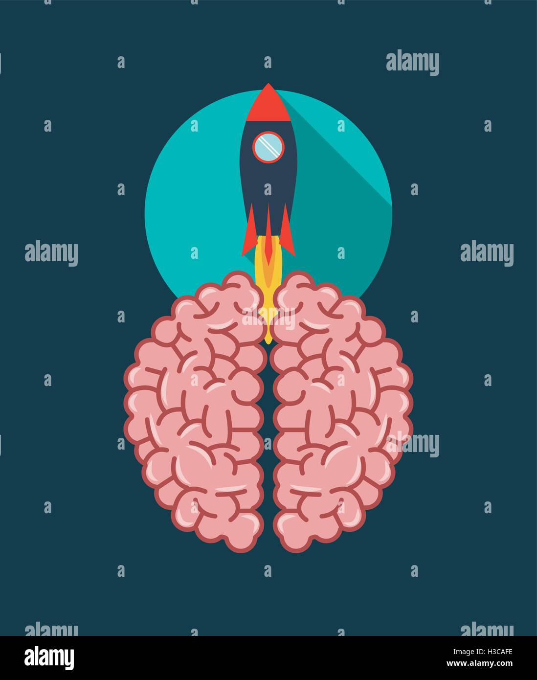 human brain and rocket icon image Stock Vector Image & Art - Alamy