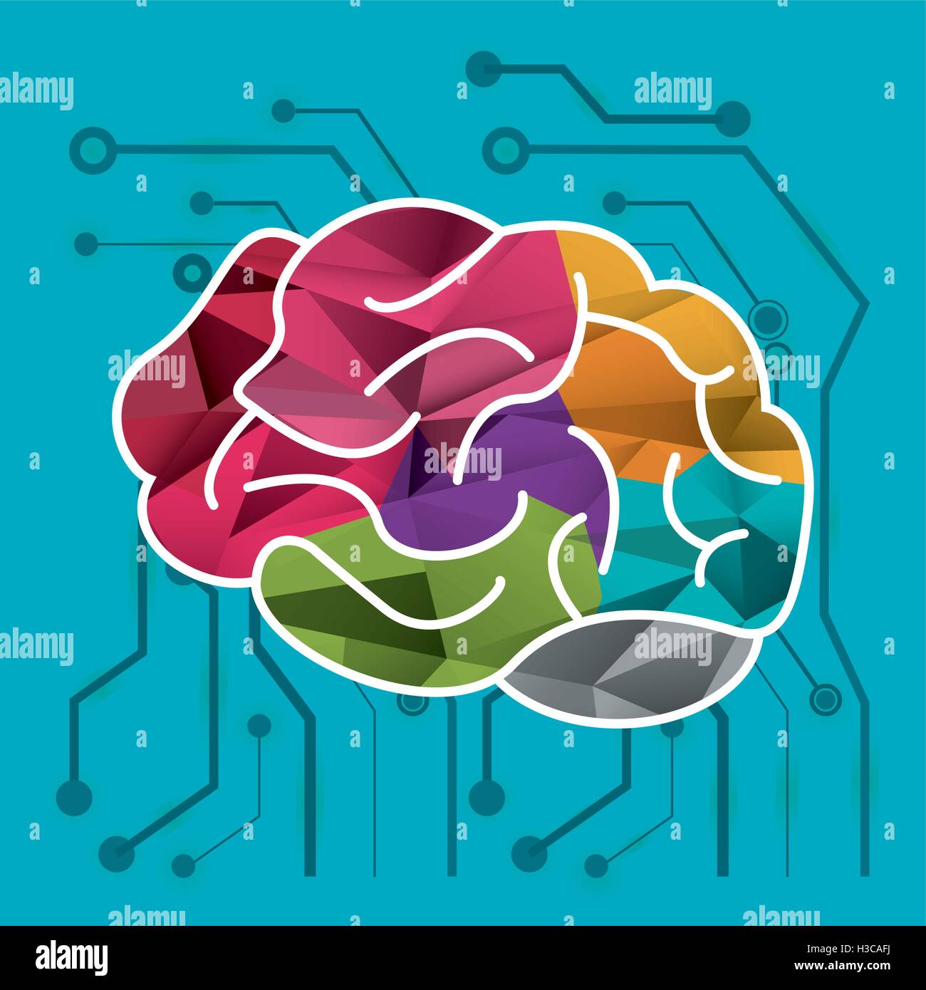 human brain and circuit icon image Stock Vector Image & Art - Alamy