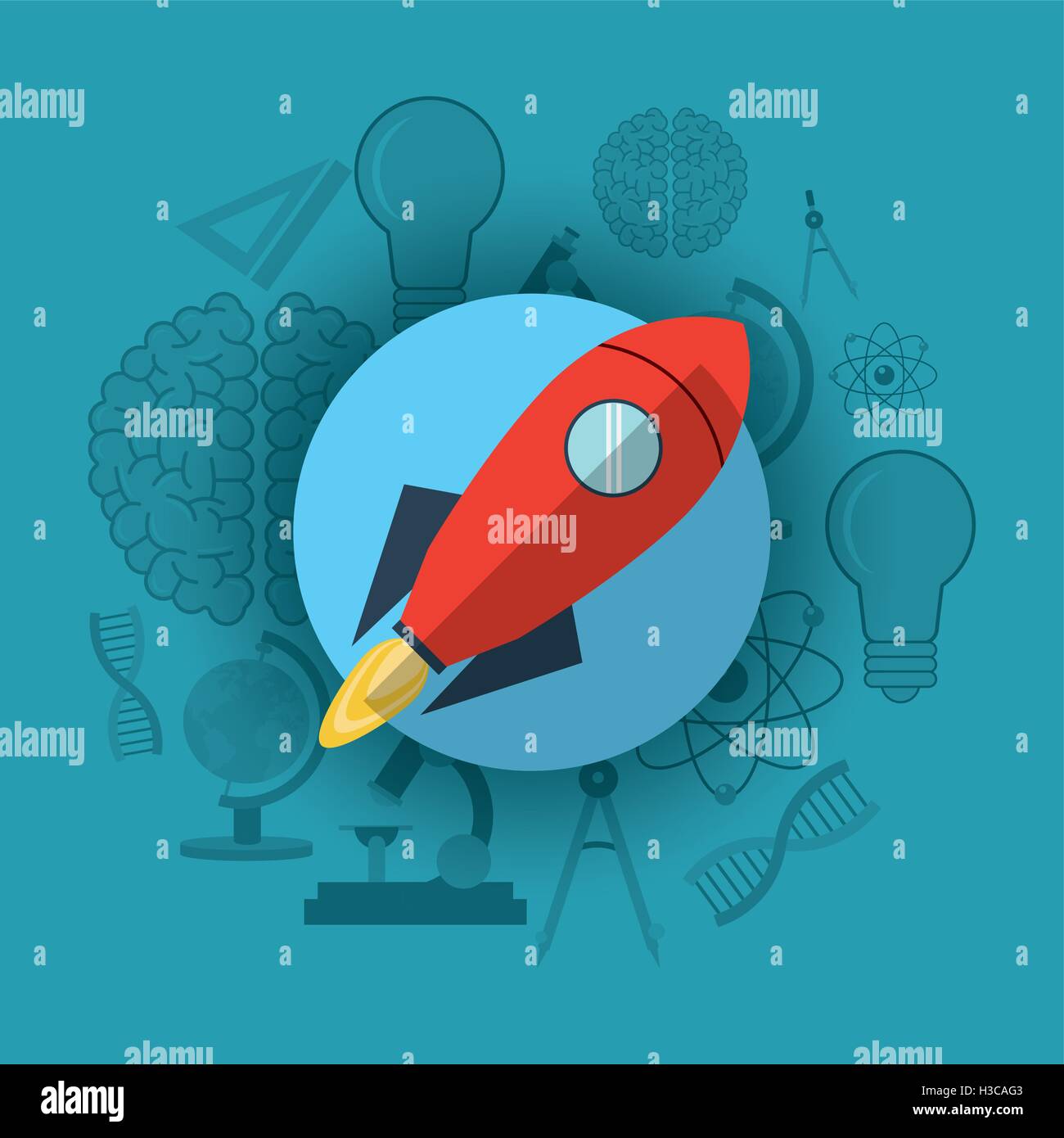 rocket with science related icons image Stock Vector Image & Art - Alamy