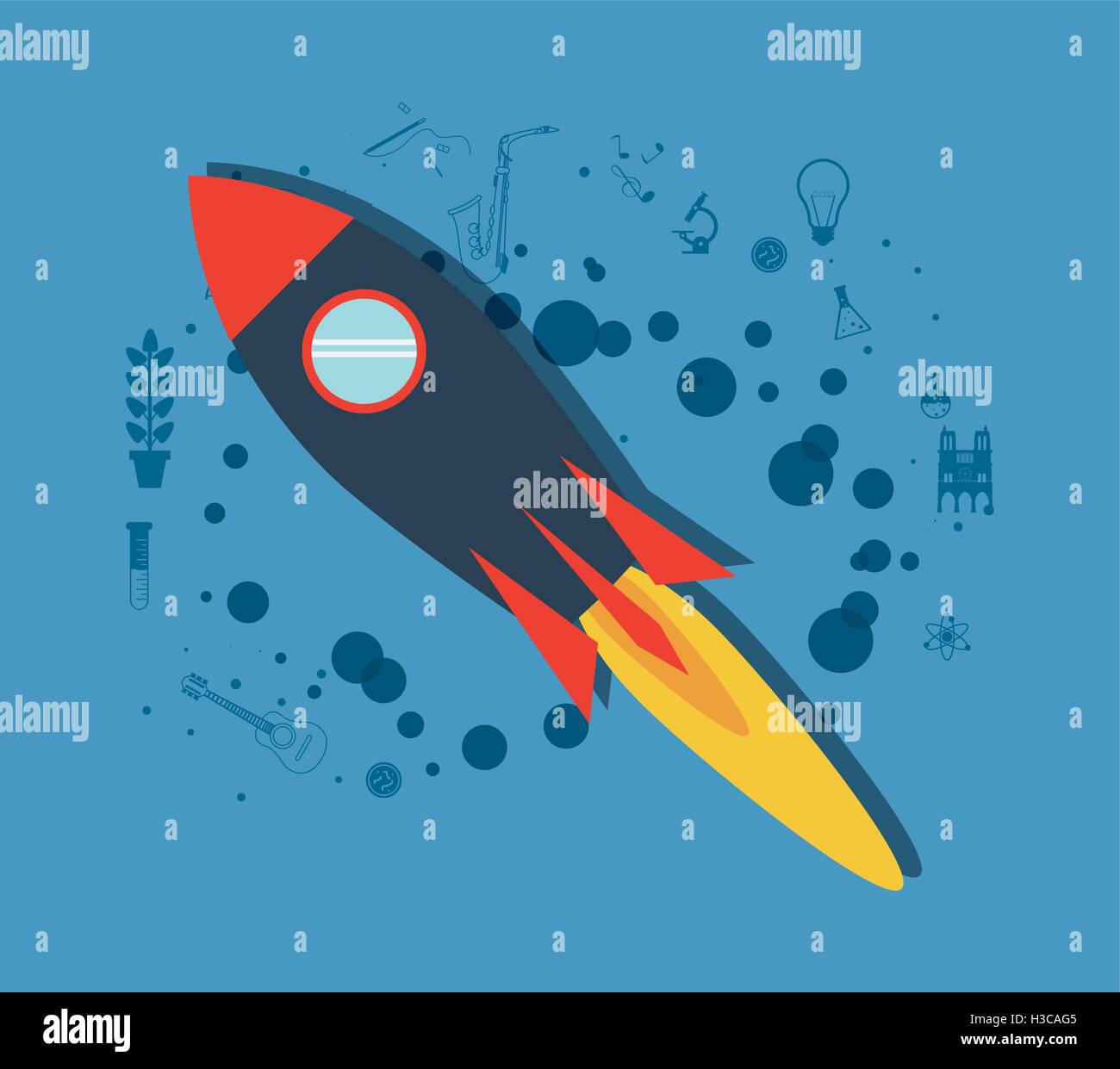 rocket with science related icons image Stock Vector Image & Art - Alamy