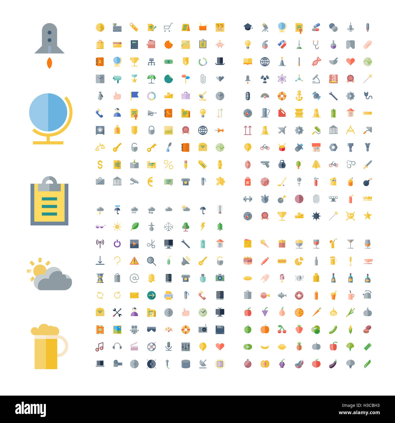 Flat design icons for business, technology, industrial, user interface ...