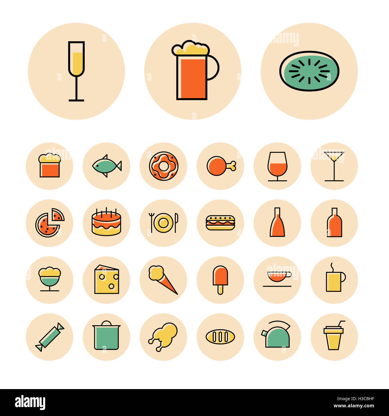 Food drinks illustration set Cut Out Stock Images & Pictures - Alamy