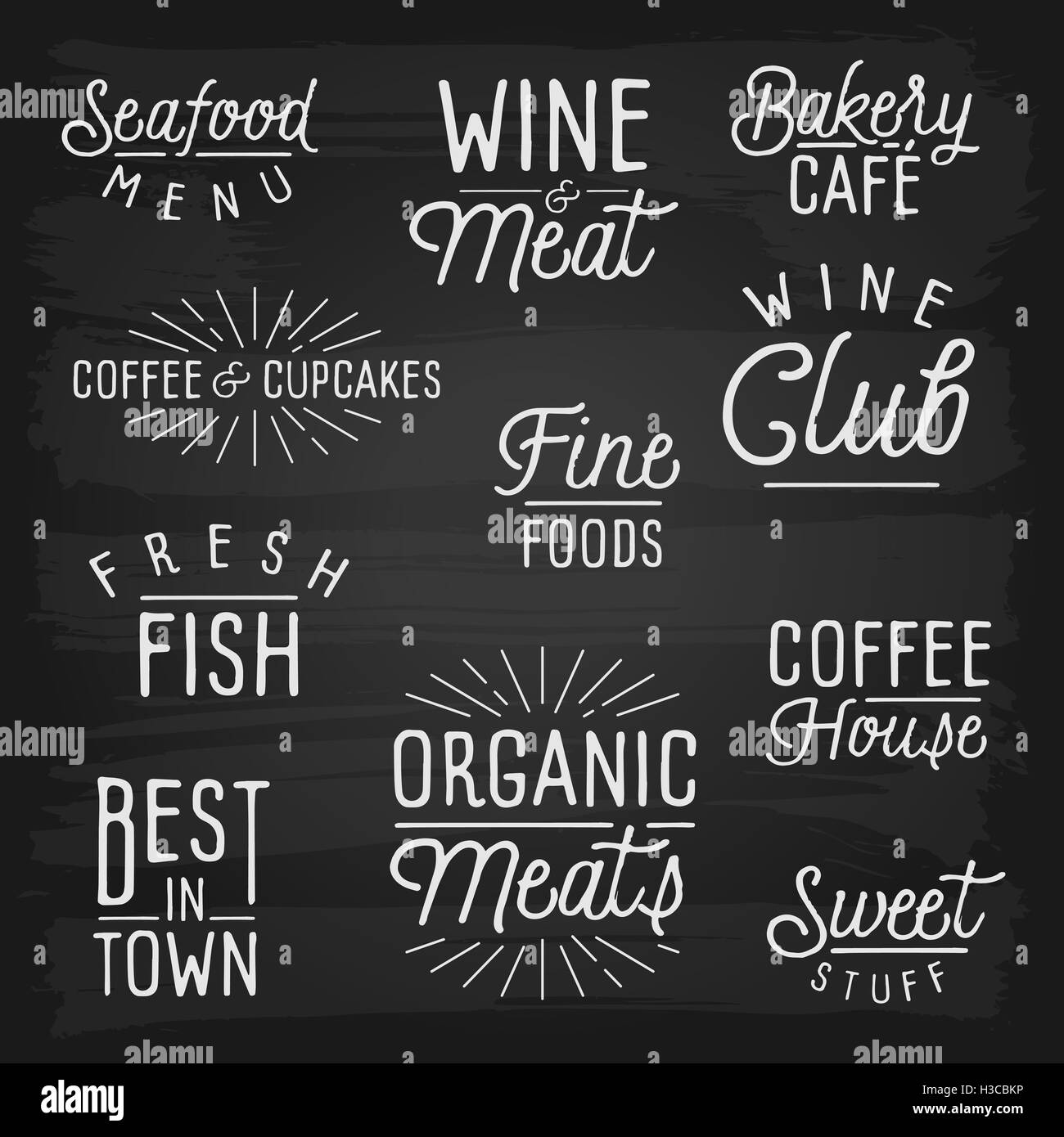Hand drawn lettering slogans for cafe and restaurant Stock Photo - Alamy