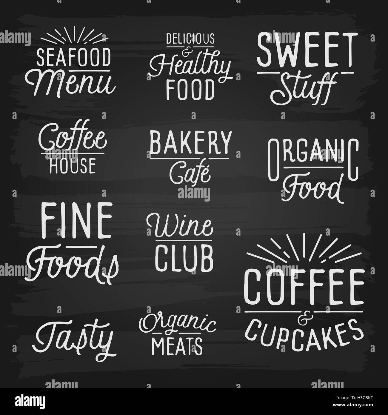 Hand drawn lettering slogans for cafe and restaurant Stock Photo - Alamy