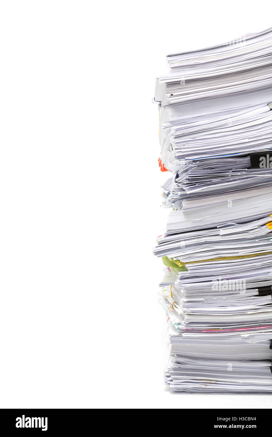Stack of business papers isolated on white background Stock Photo - Alamy