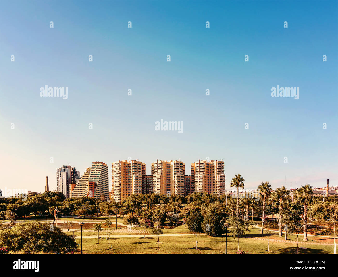 Valencia City Skyline In Spain Stock Photo - Alamy