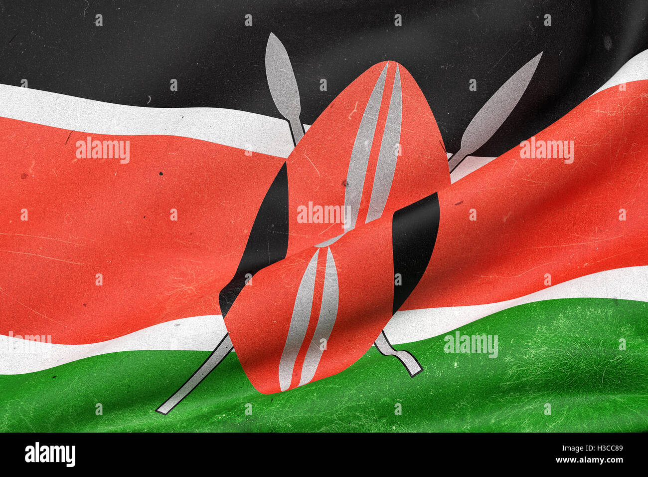 3d rendering of old Kenya flag waving Stock Photo - Alamy