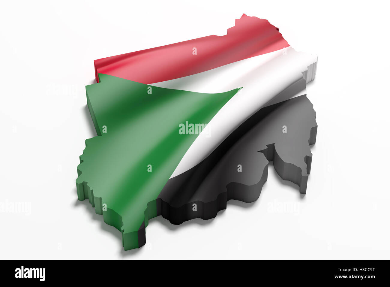 3d rendering of Sudan map and flag Stock Photo - Alamy