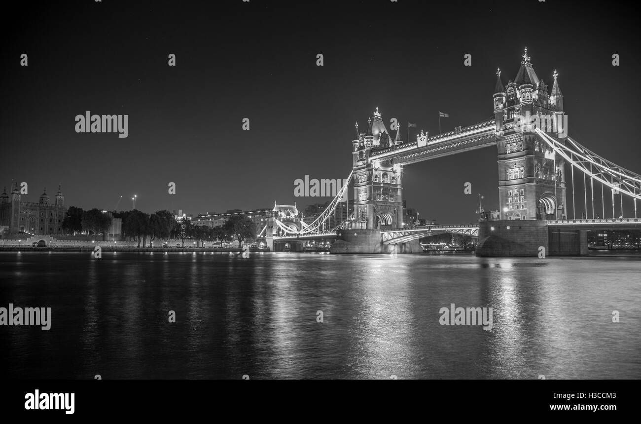 Two towers bridge Black and White Stock Photos & Images - Alamy