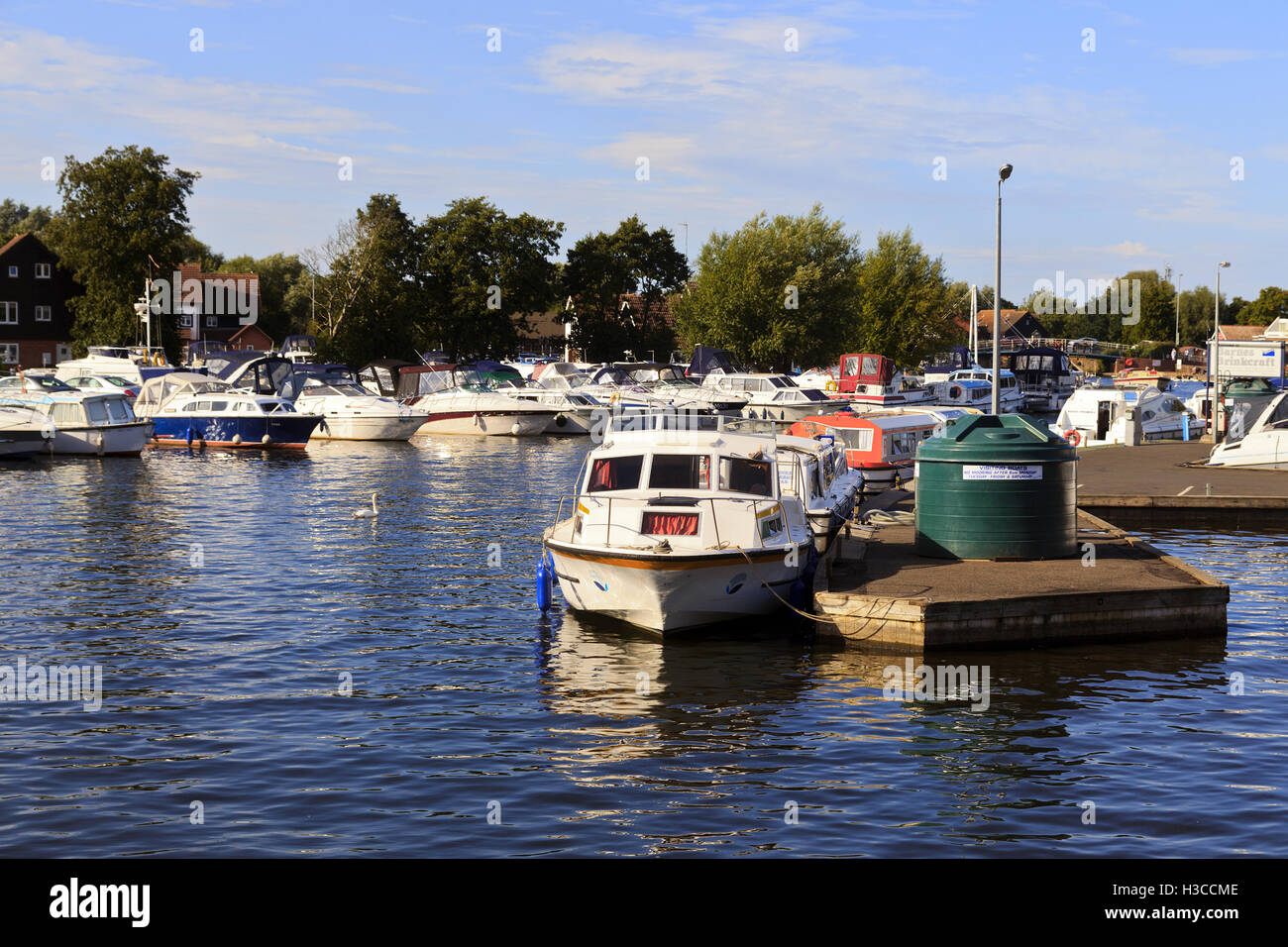 Hire Boat Marina at Wroxham on the Norfolk Broads, Norfolk, England, UK ...