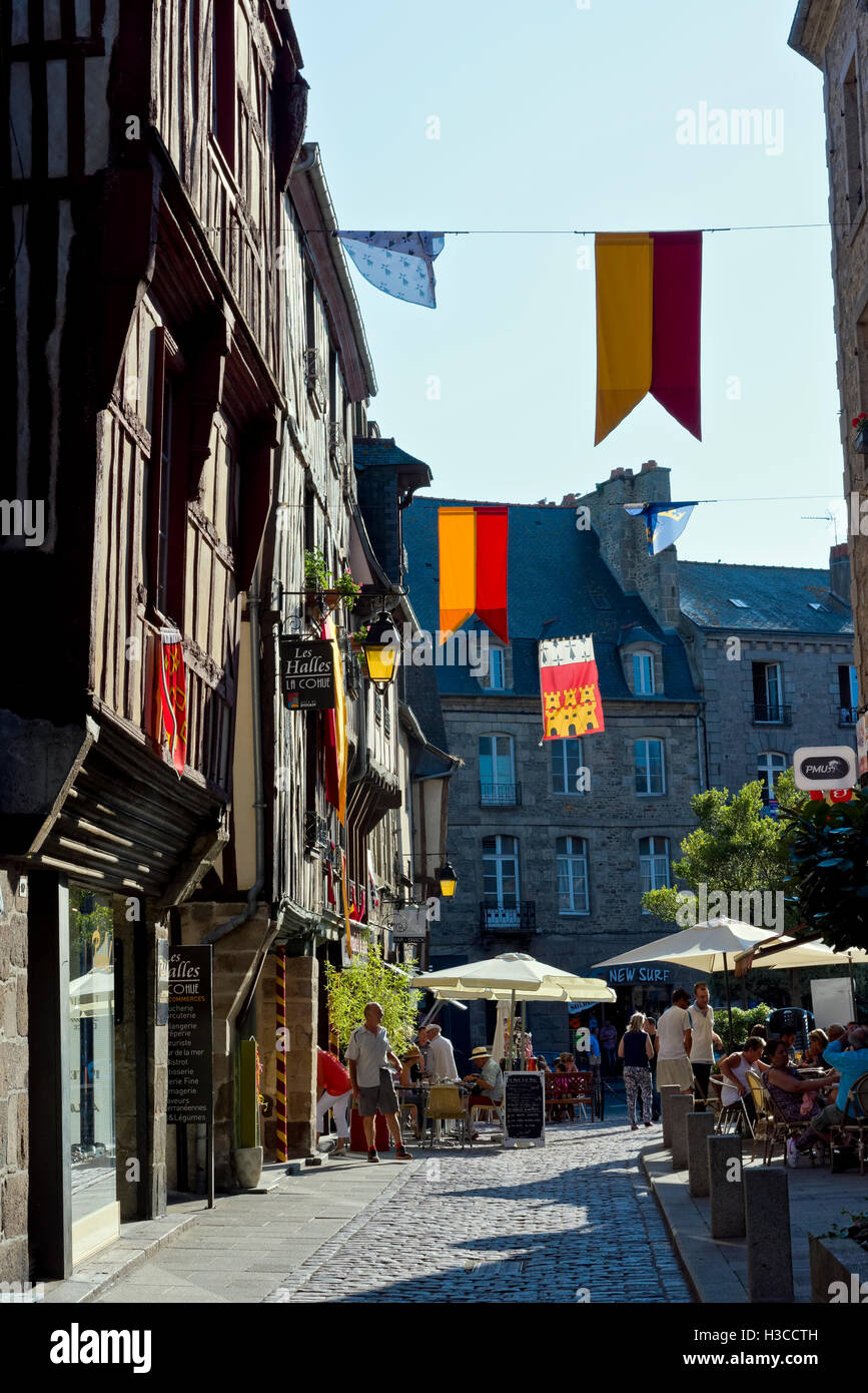 A street scene in Dinan city center Brittany France Stock Photo - Alamy