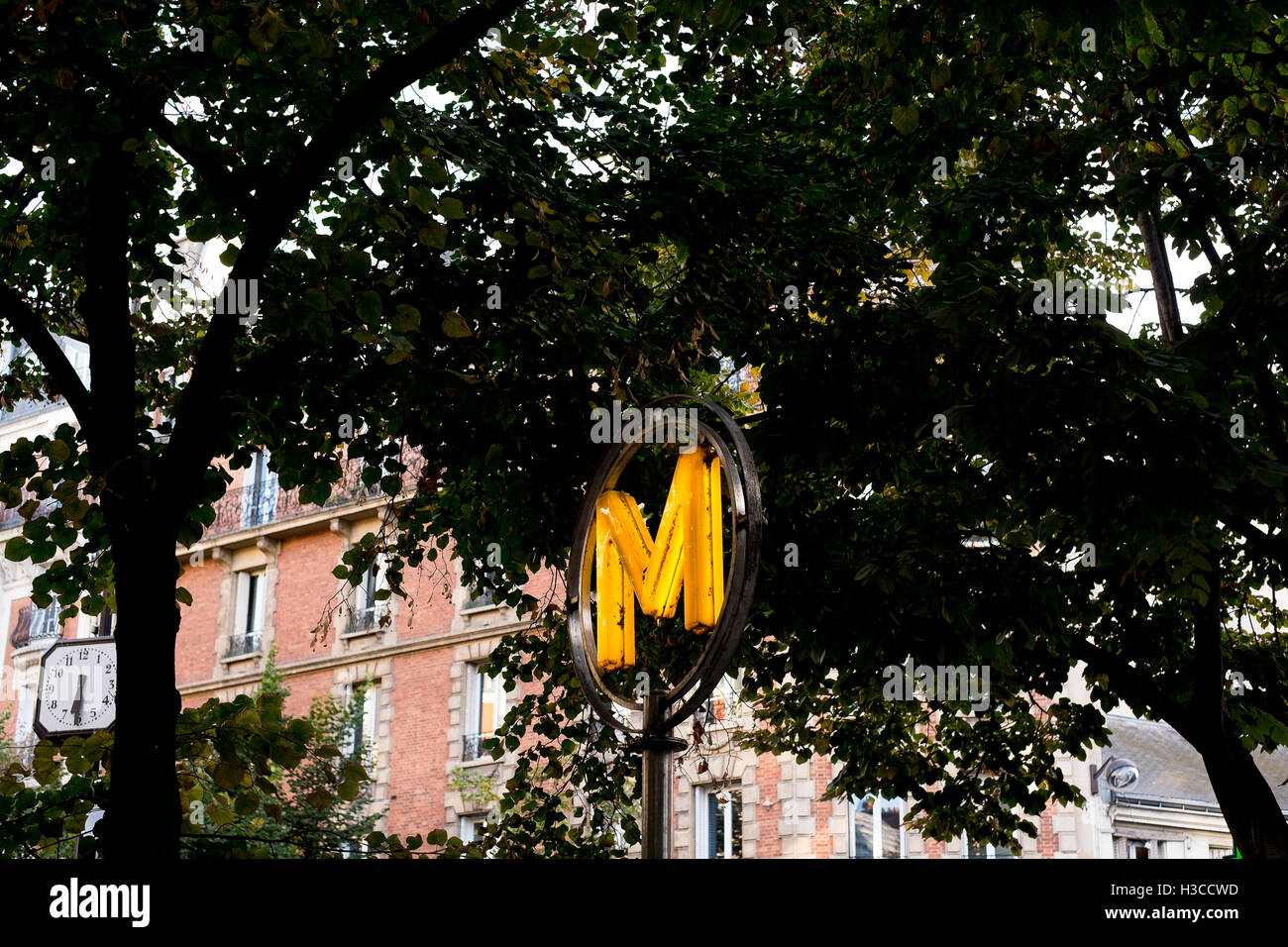 Paris Metro sign at the Convention metro station in Paris, France Stock ...