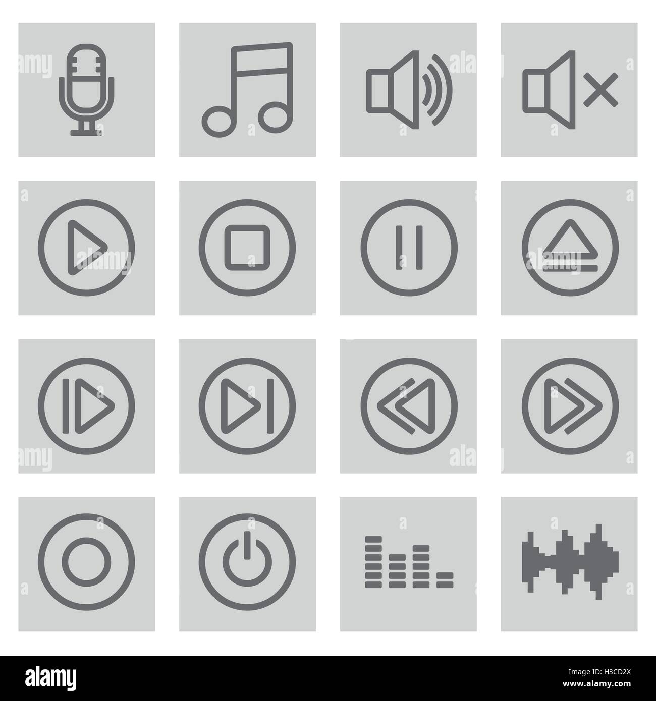 Vector black line sound icons set on grey background Stock Vector Image ...