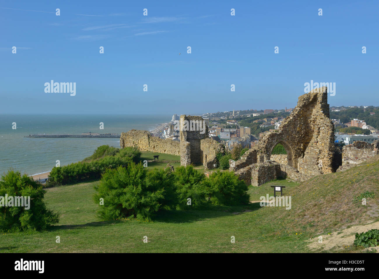 Hastings castle and pier. East Sussex. England. UK Stock Photo - Alamy