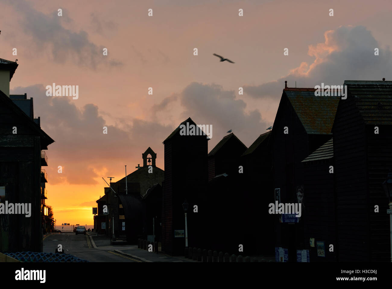 Rock-a-Nore net shops and fisherman's church. Old town. Hastings. East ...