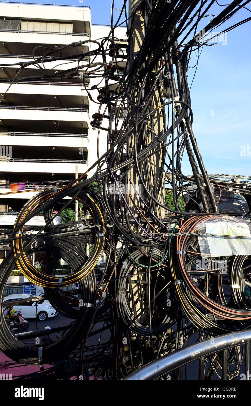 Electrical wiring in bangkok Stock Photo - Alamy