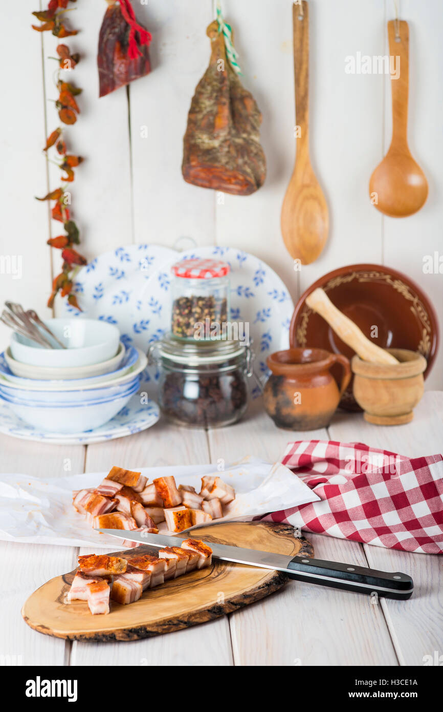 Diced bacon hi-res stock photography and images - Alamy