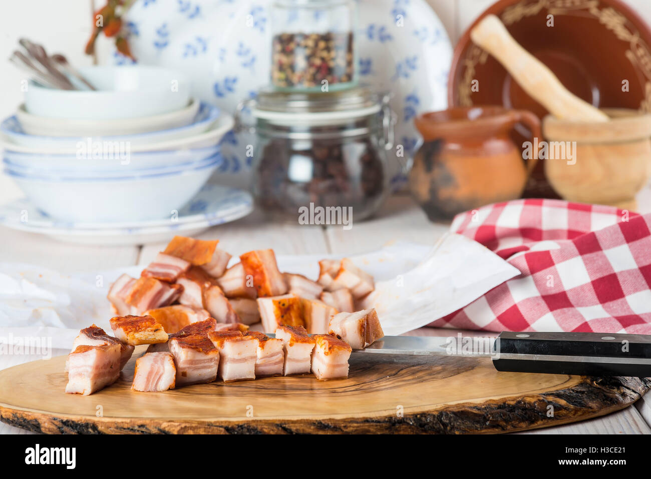 Diced bacon hi-res stock photography and images - Alamy