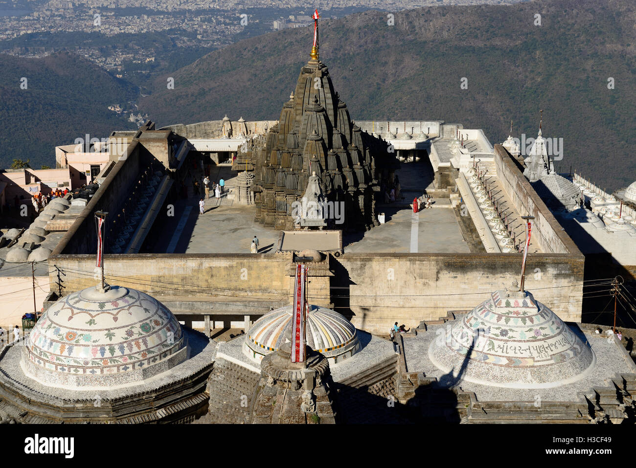 Jain temple complex on the holy Girnar hill near the Junagadh city in ...