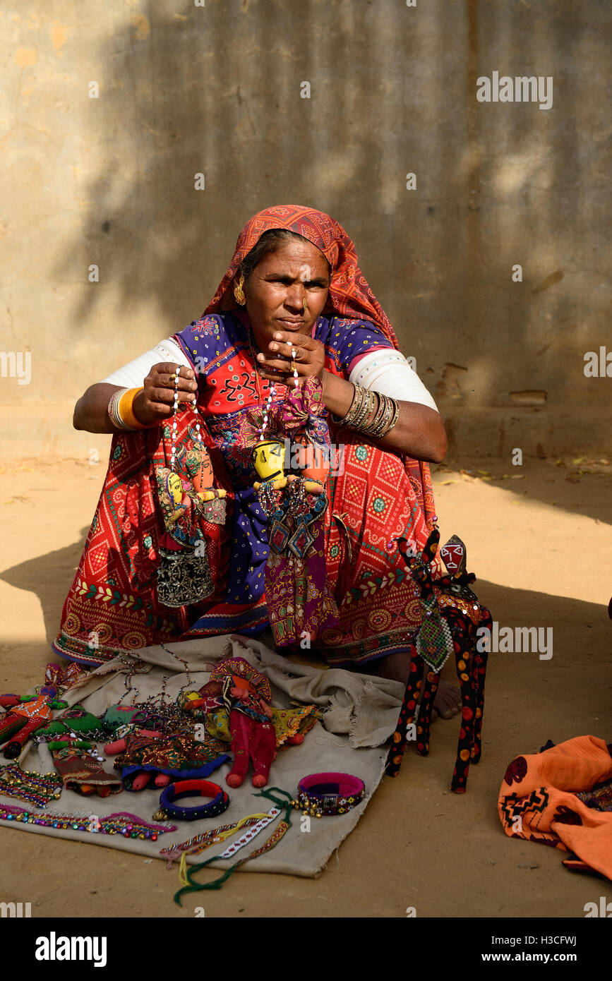 BHUJ, RAN OF KUCH, INDIA - JANUARY 14: The tribal woman in the ...