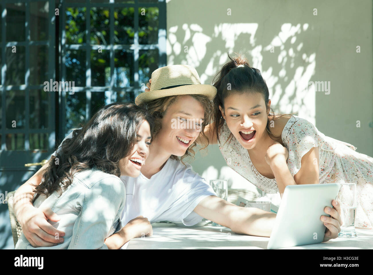 Woman video chatting friend holding hi-res stock photography and images ...