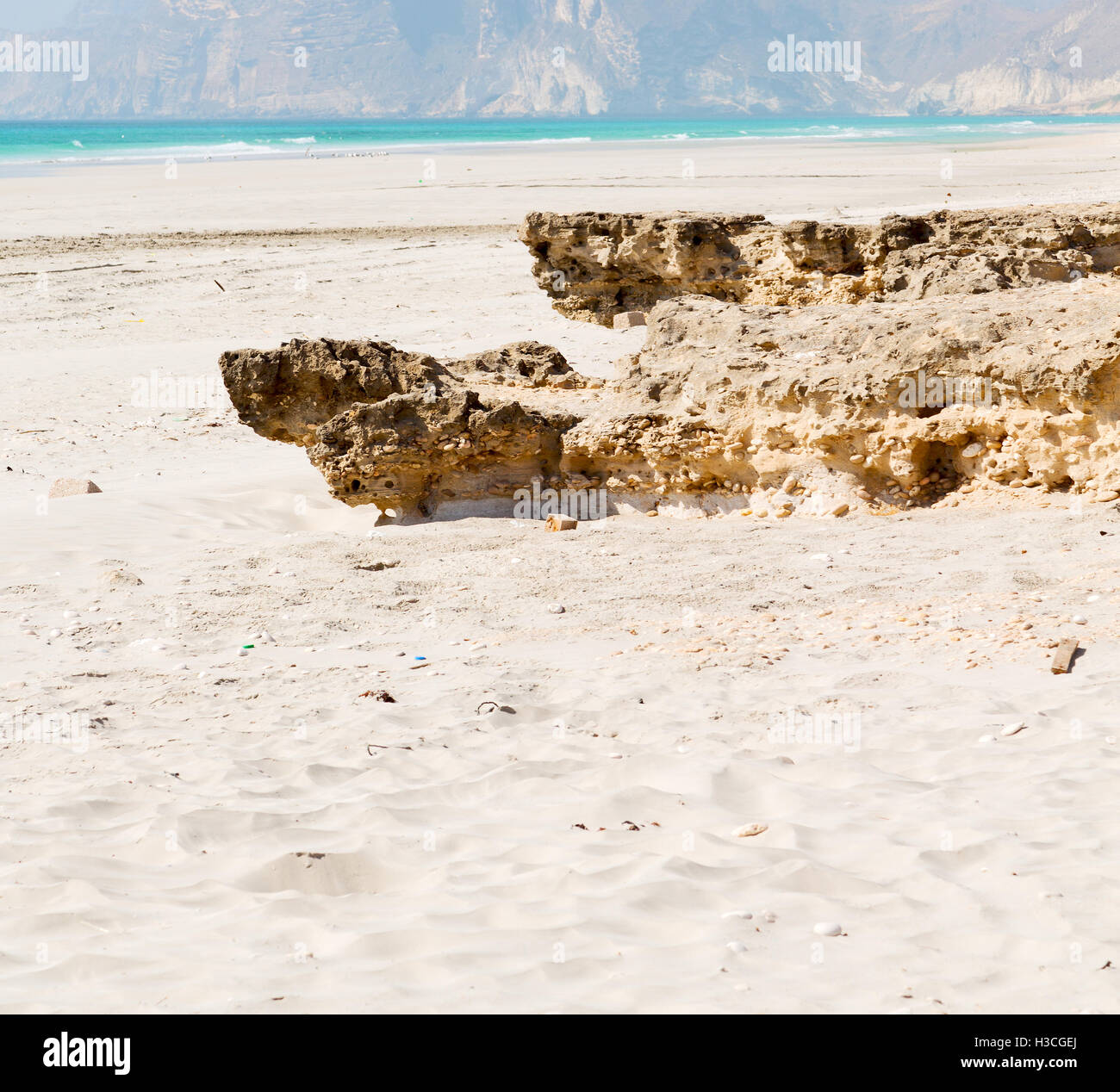 near sandy beach sky and mountain in oman arabic sea the hill Stock ...