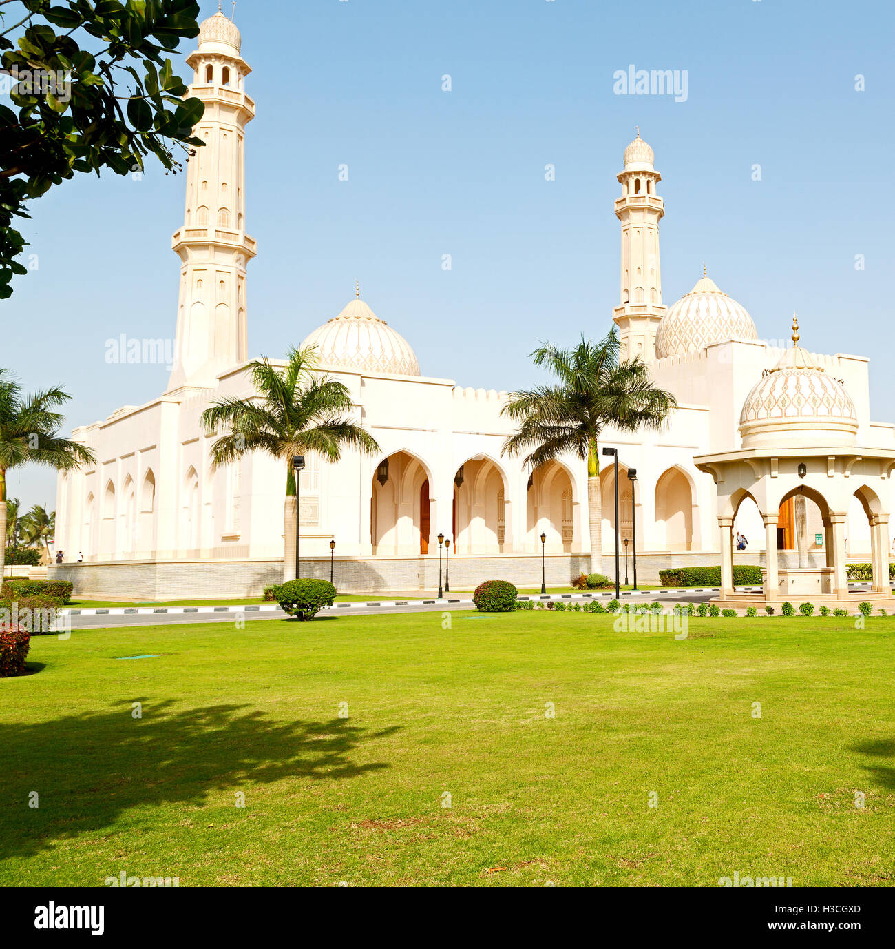 minaret and religion in clear sky in oman muscat the old mosque Stock ...