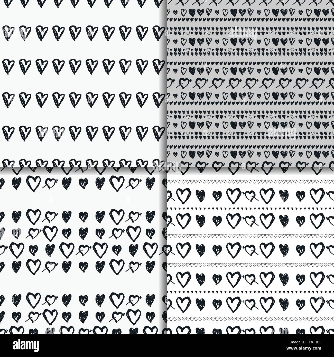 Doodle seamless pattern set with hearts Stock Vector Image & Art - Alamy