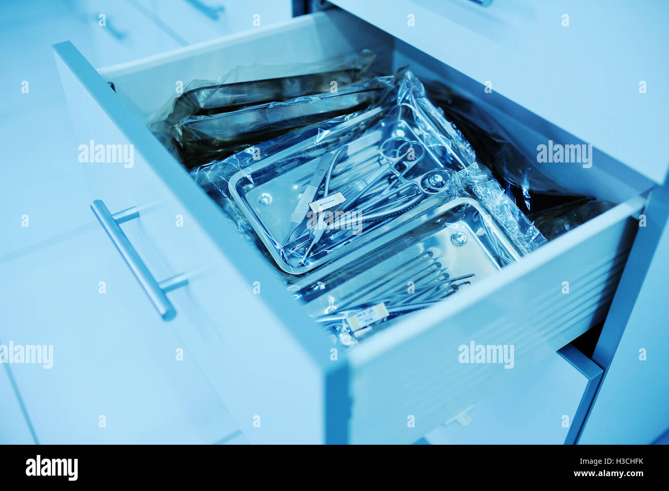 surgical instruments in a special box Stock Photo - Alamy